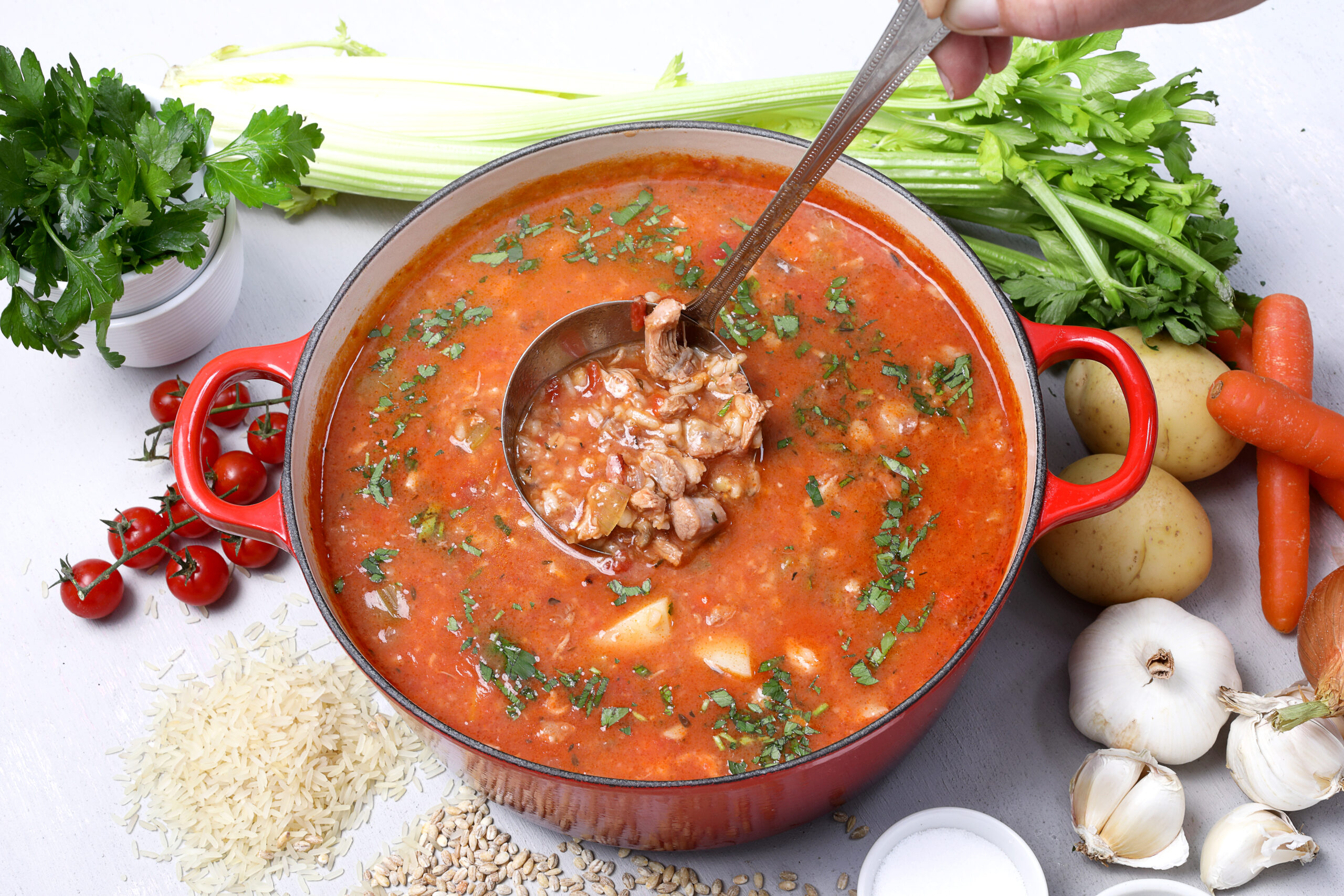Mutton Vegetable Soup with Rice and Barley - Golden Delight
